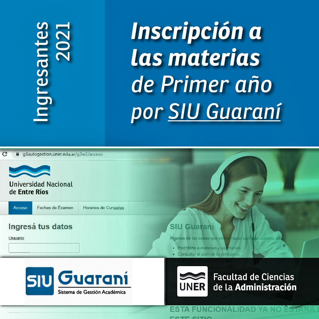 Inscripción a las materias de Primer año por SIU Guaraní - Facultad de ...